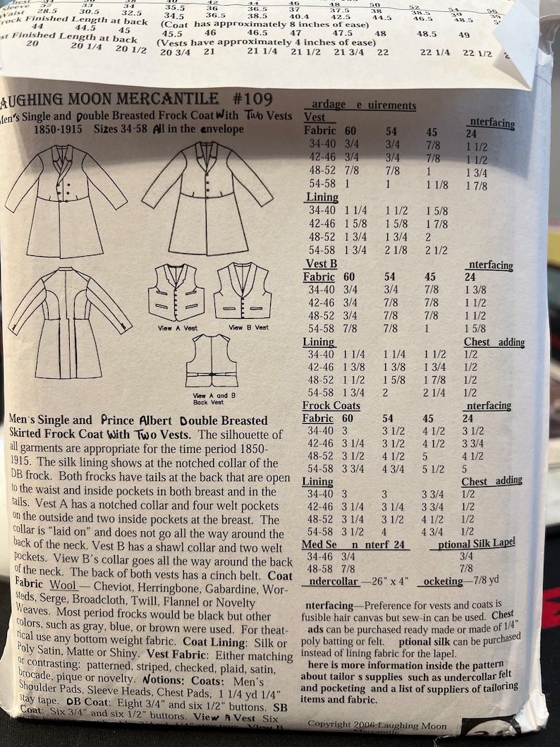 Laughing Moon Mercantile Pattern 109 Victorian and Edwardian Single and ...