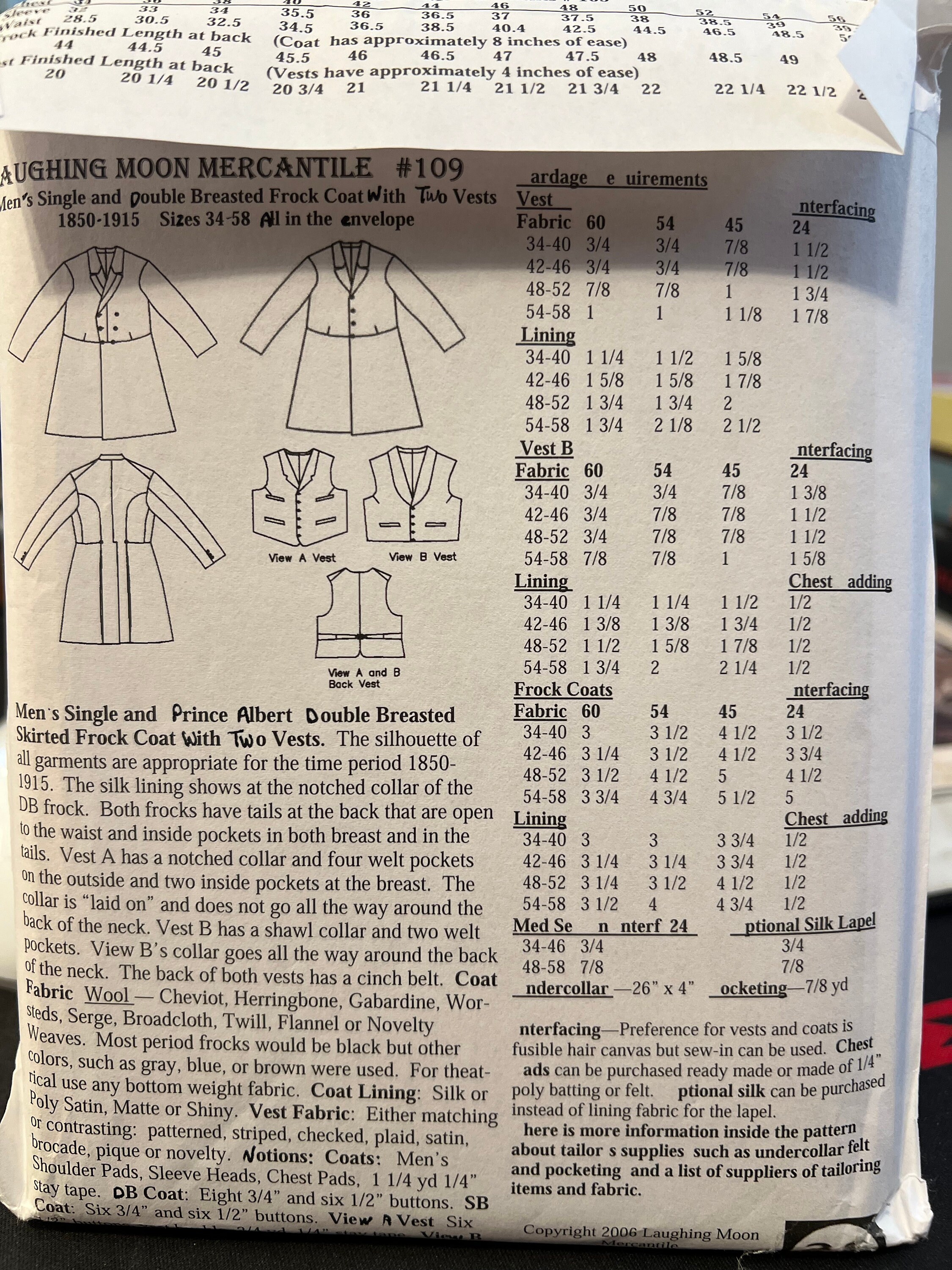 Laughing Moon Mercantile Pattern 109 Victorian and Edwardian Single and ...