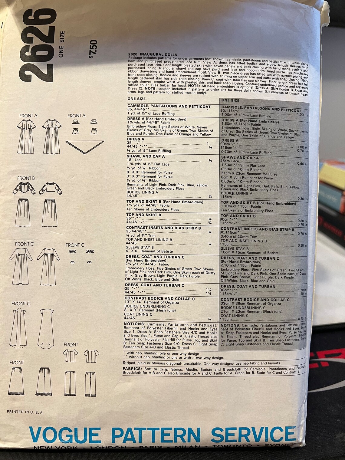 Vogue Patterns 2626 - Collector's Heritage Dolls - Inaugural Dolls - Etsy