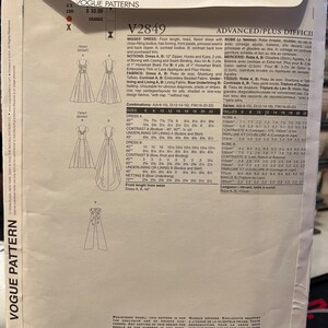 Vogue Patterns V2849 Bridal Original Size D 12-14-16 - Etsy