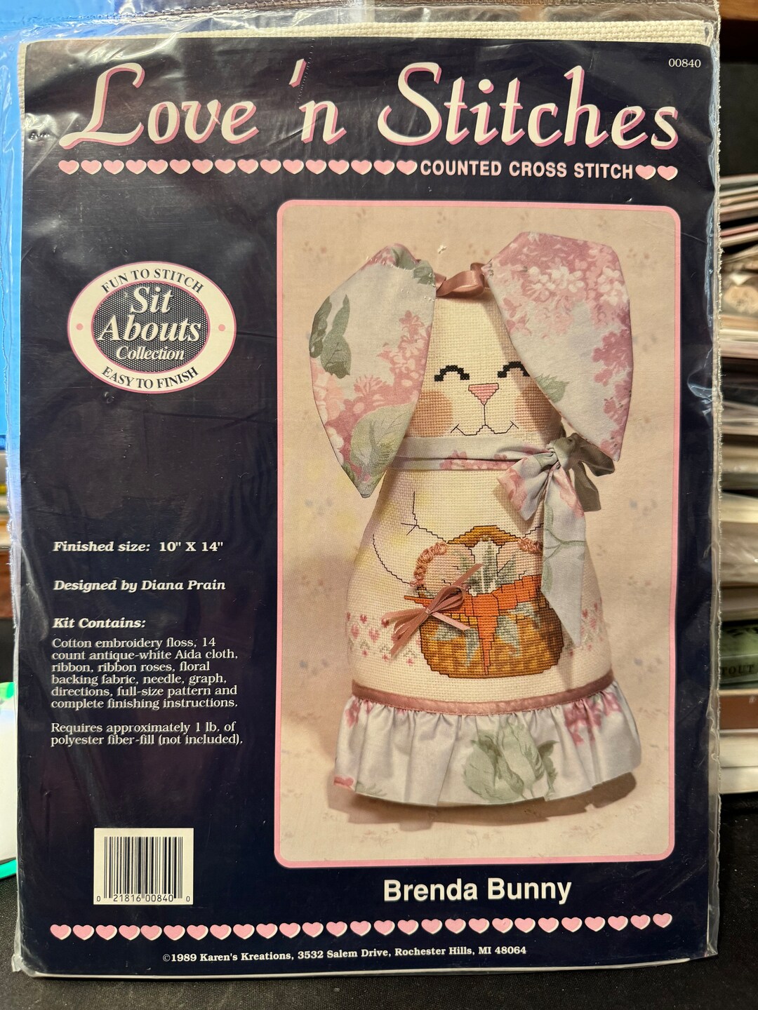 Love'n Stitches Counted Cross Stitch Kit Brenda Bunny Finished Size ...