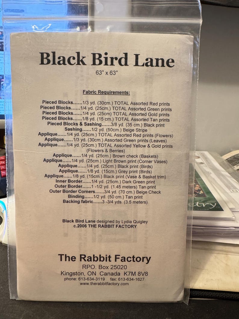 Black Bird Lane Quilt Pattern - the Rabbit Factory 63" X 63" - Etsy
