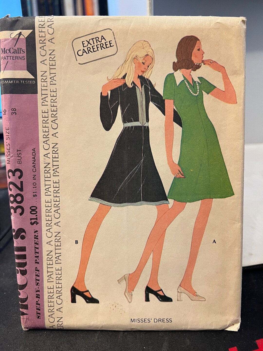 70’s Collar Fit Flare Dress Sewing Pattern Mccall’s Pattern 3823 Size ...