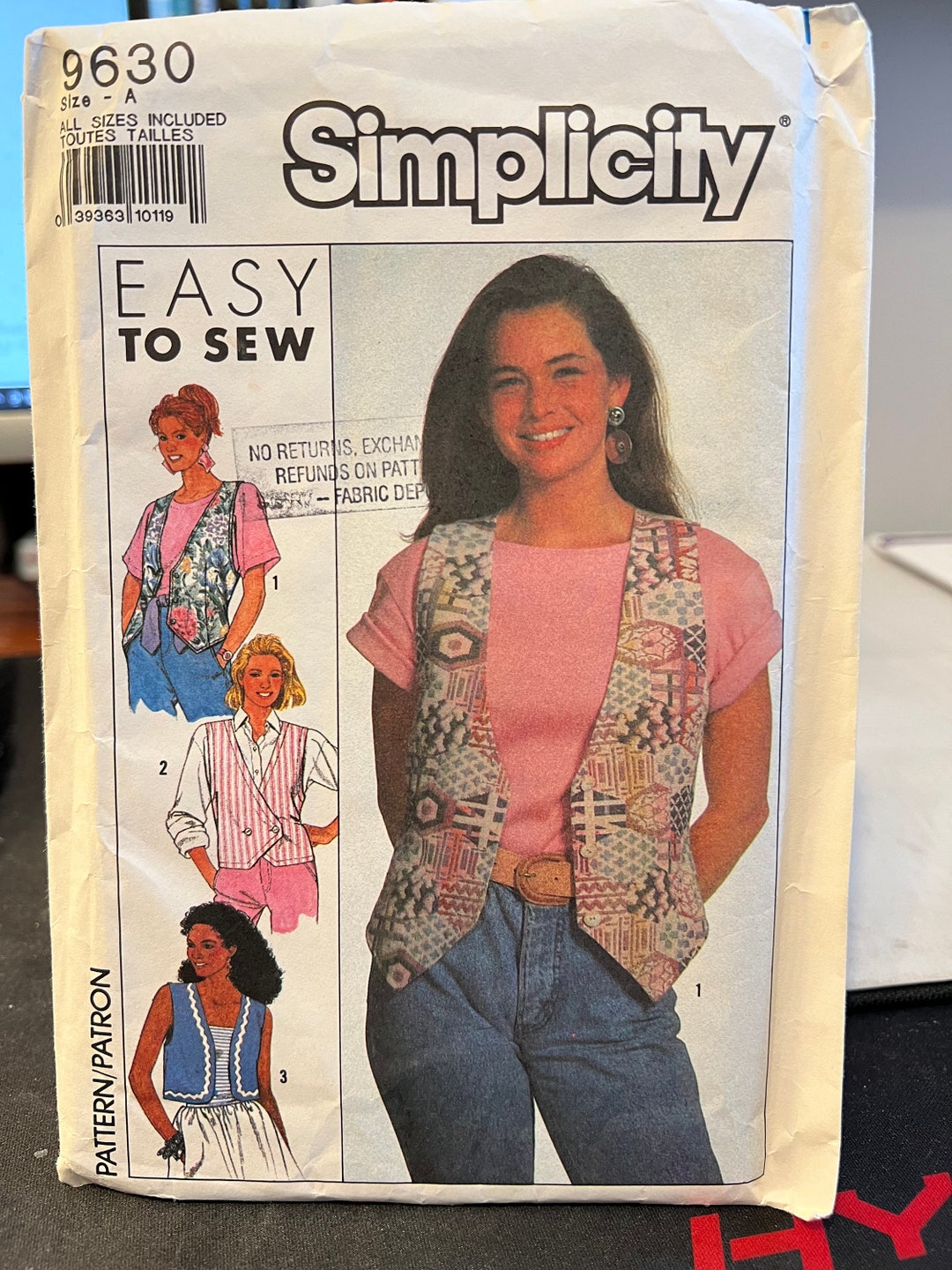Simplicity Pattern 9630 - Misses' Vests - All Sizes Included - Uncut - Etsy