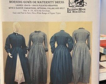 120 Pleated Wrapper, Work Dress, Morning Gown, Maternity 1840-1860 ...