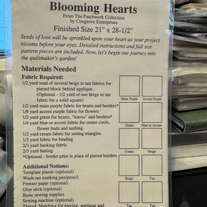 The Patchwork Collection - Blooming Hearts - Finished Size 21" X 28 1/2 ...