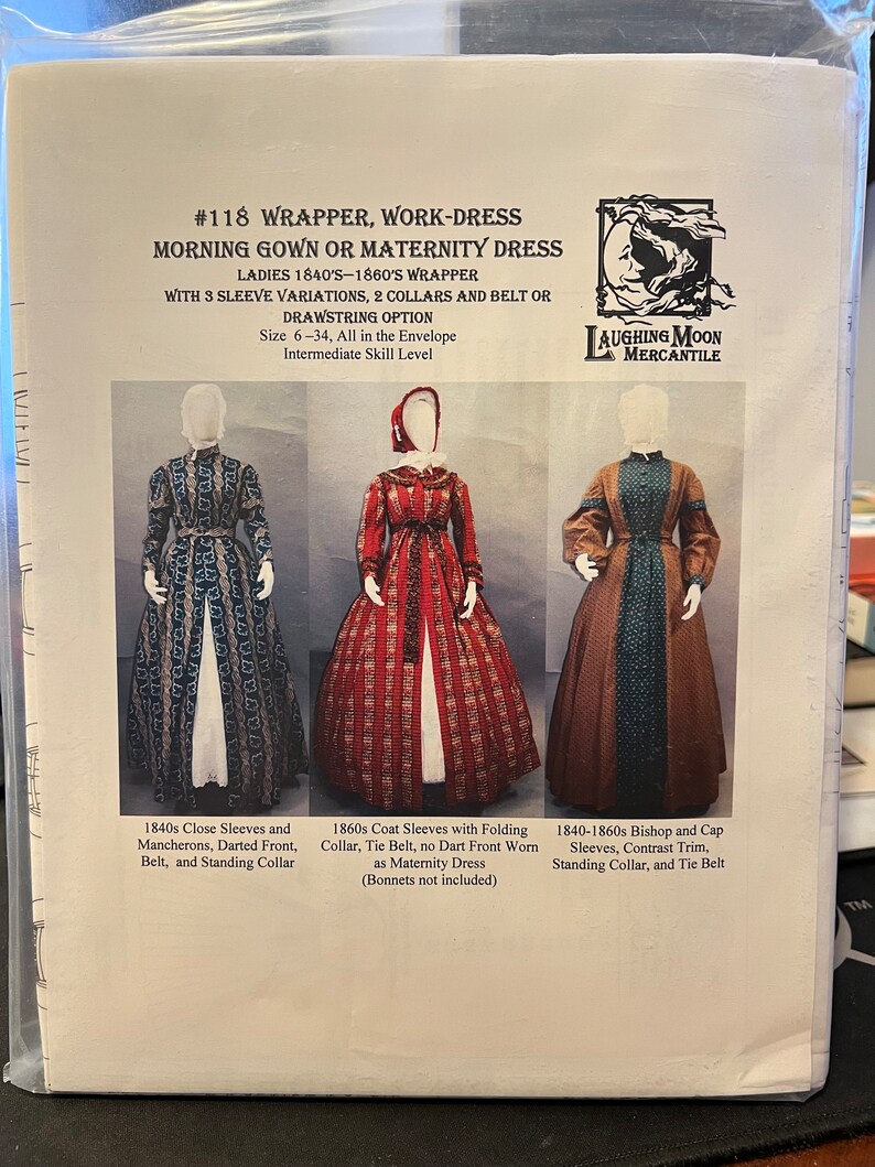 Laughing Moon Mercantile Pattern 118 Wraper, Work-dress Morning Gown or ...