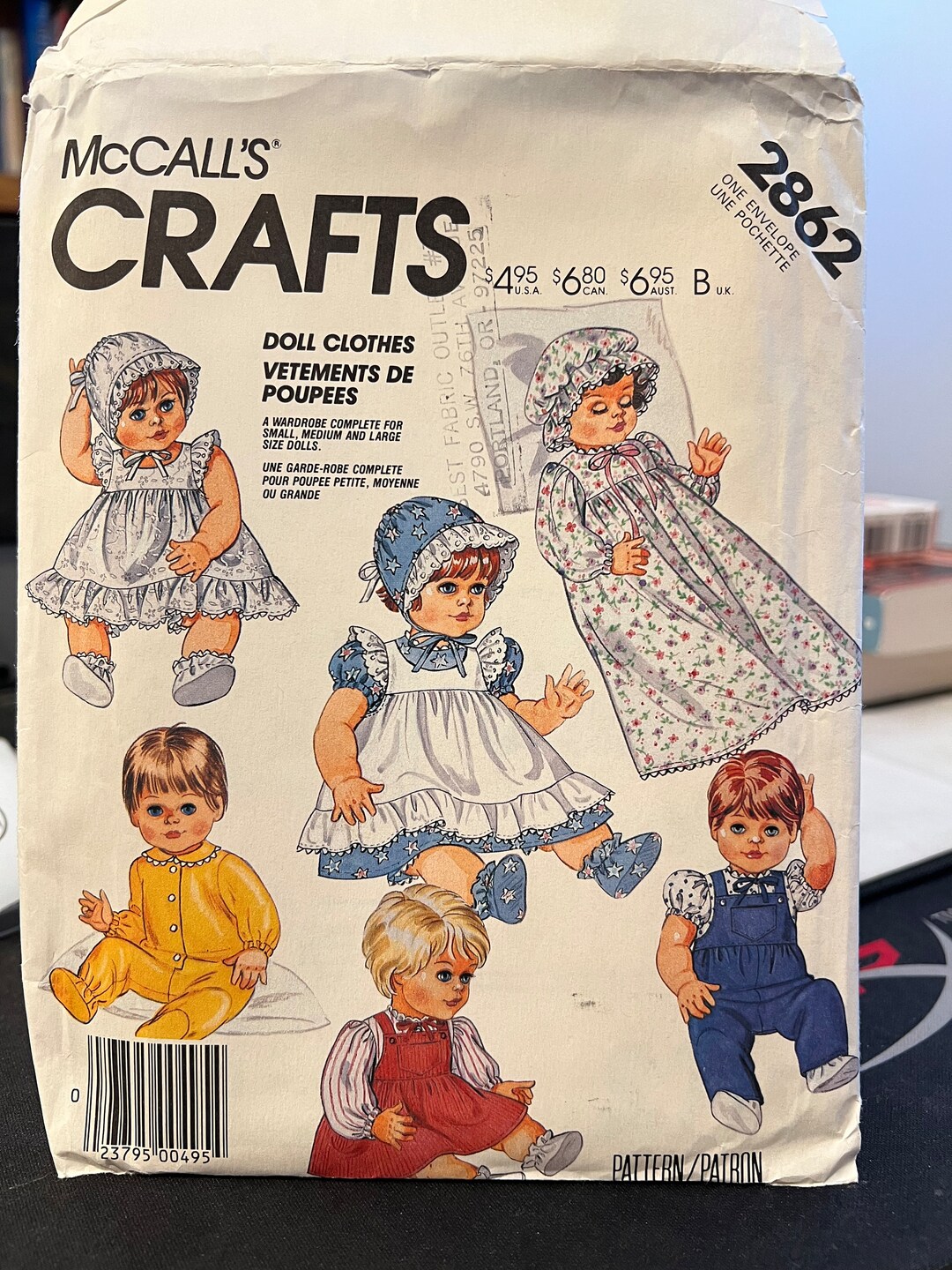 Mccall's Crafts 2862 - Doll Clothes - Etsy