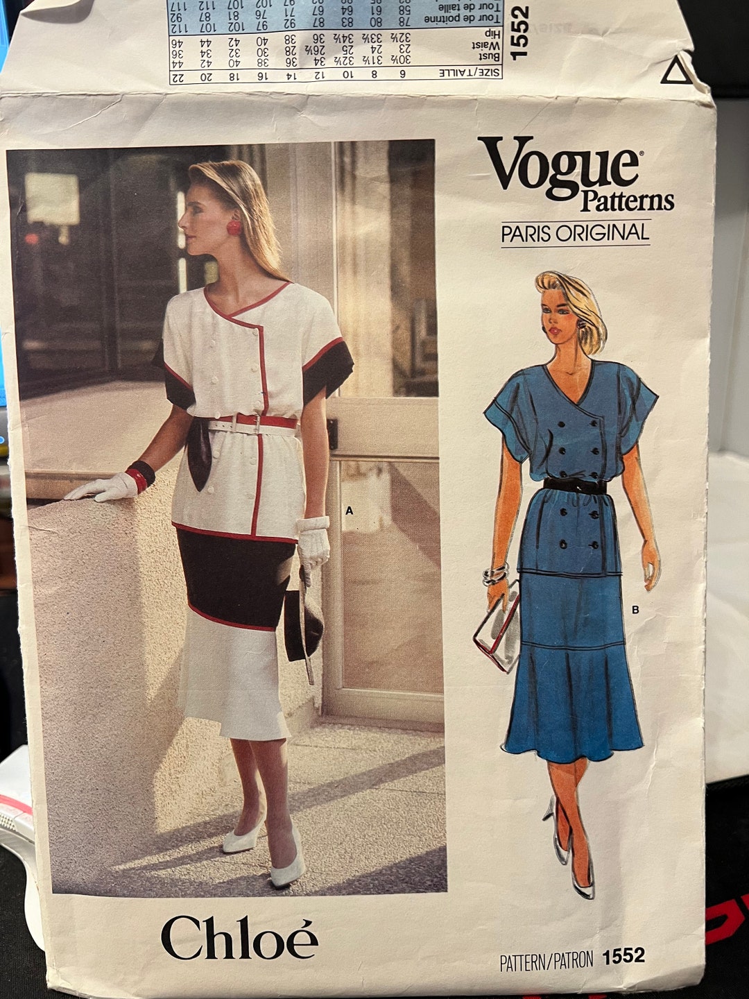 Vogue Patterns Paris Original 1552 - Chloe - Misses' Top and Skirt ...