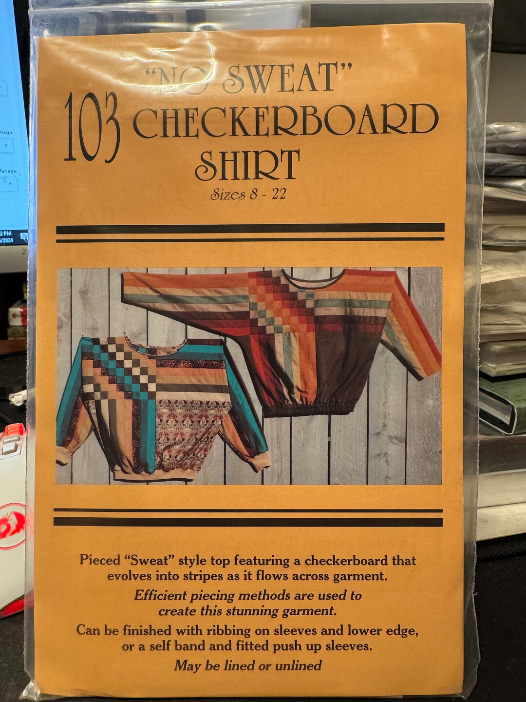 Blue Ribbon Patterns - "no Sweat" 103 Checkerboard Shirt - Sizes 8 - 22 ...