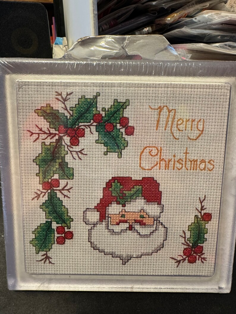 MCG merry Christmas Holiday Hot Plate / Trivet Cross Stitch Kit New - Etsy
