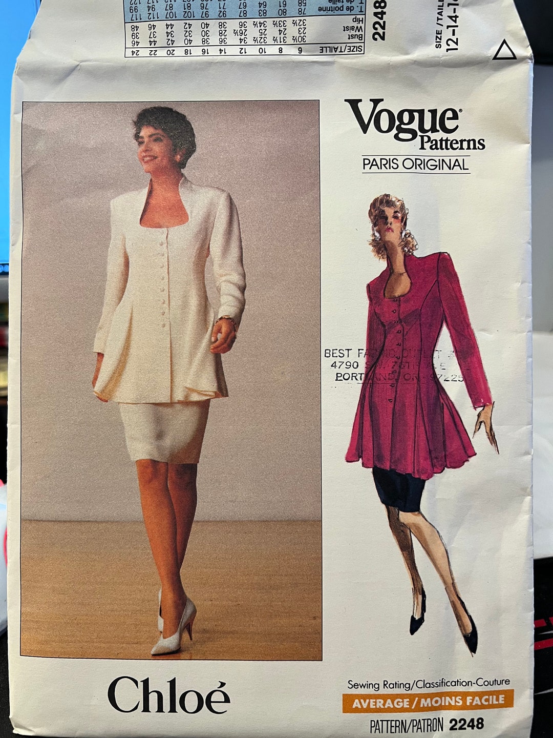 Vogue Patterns 2248 - Paris Original Chloe - Misses' Petite Tunic ...
