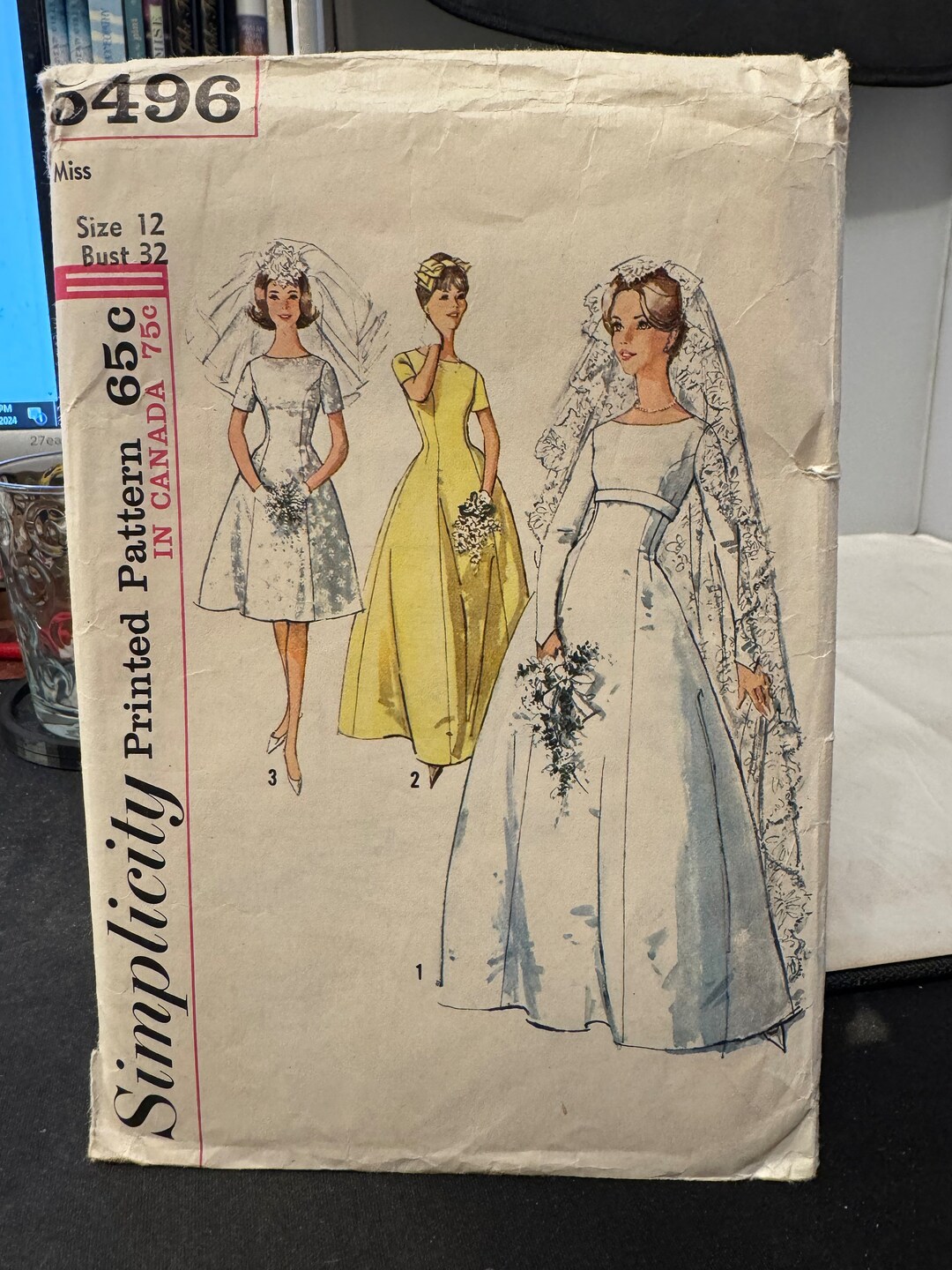 1964 Women Wedding Gown & Bridesmaid Dresses Princess Seams Simplicity ...