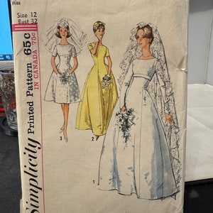 1964 Women Wedding Gown & Bridesmaid Dresses Princess Seams Simplicity ...
