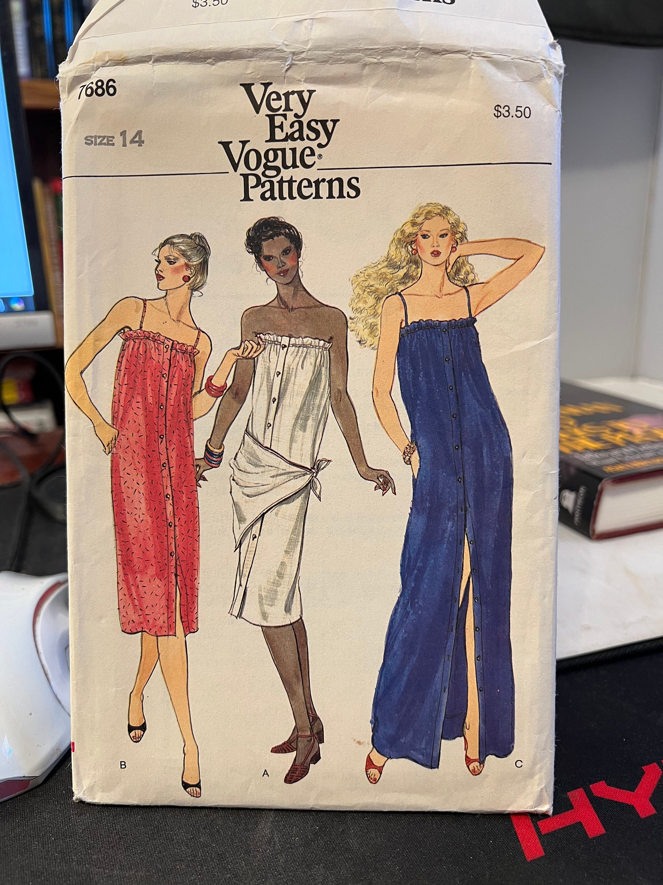 Vogue Patterns 7686 - Misses' Dress and Scarf - Size 14 - Uncut - Etsy