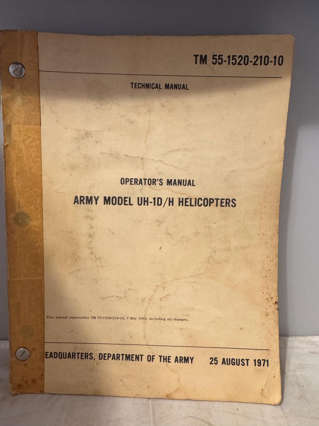 Bell Army Model UH-1D Helicopter Operators Manual TM-55-1520-210-10 - Used / 25 August 1971 - Etsy