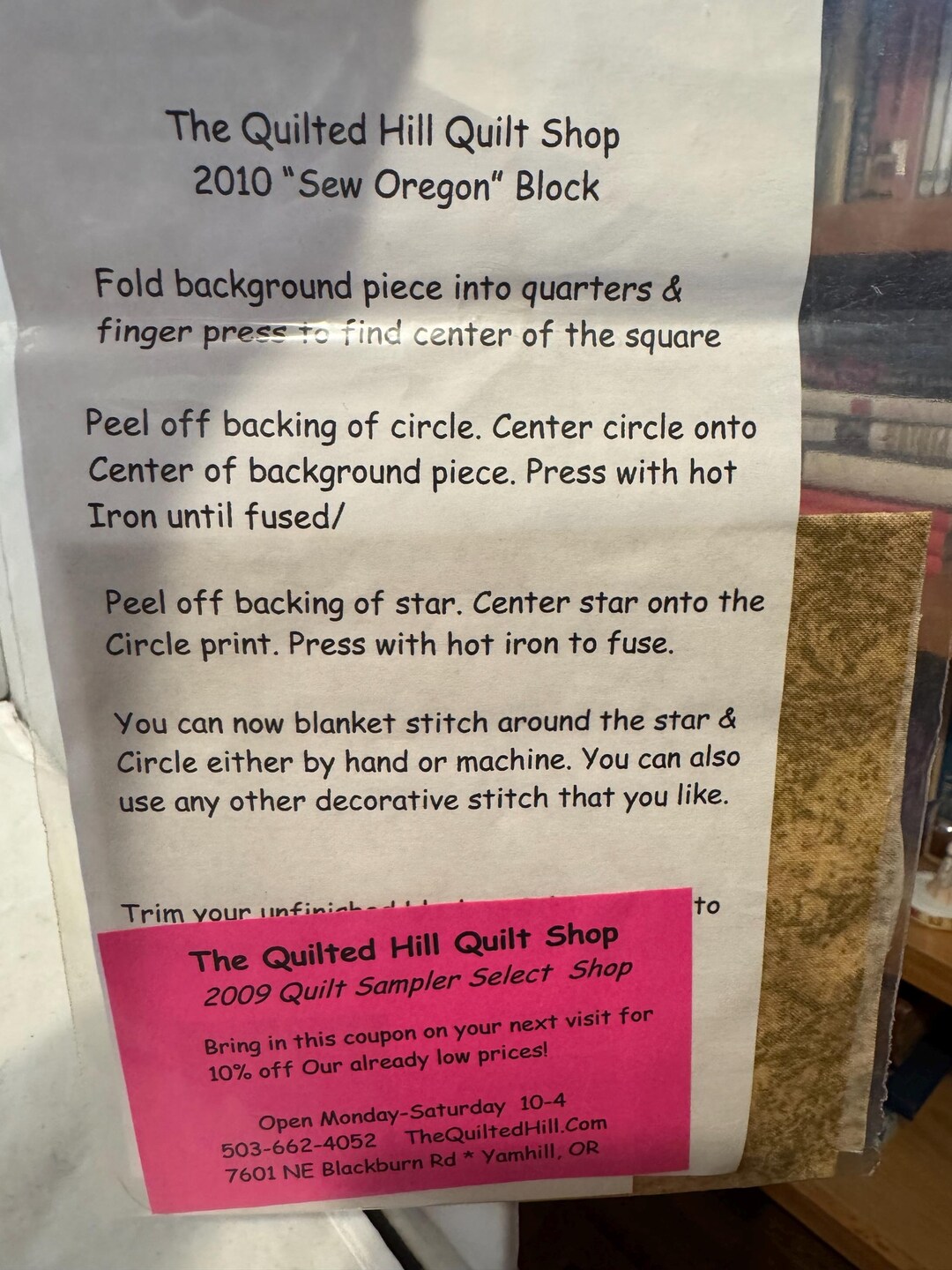 The Quilted Hill Quilt Shop 2010 'sew Oregon' Block Quilting Kit - Etsy