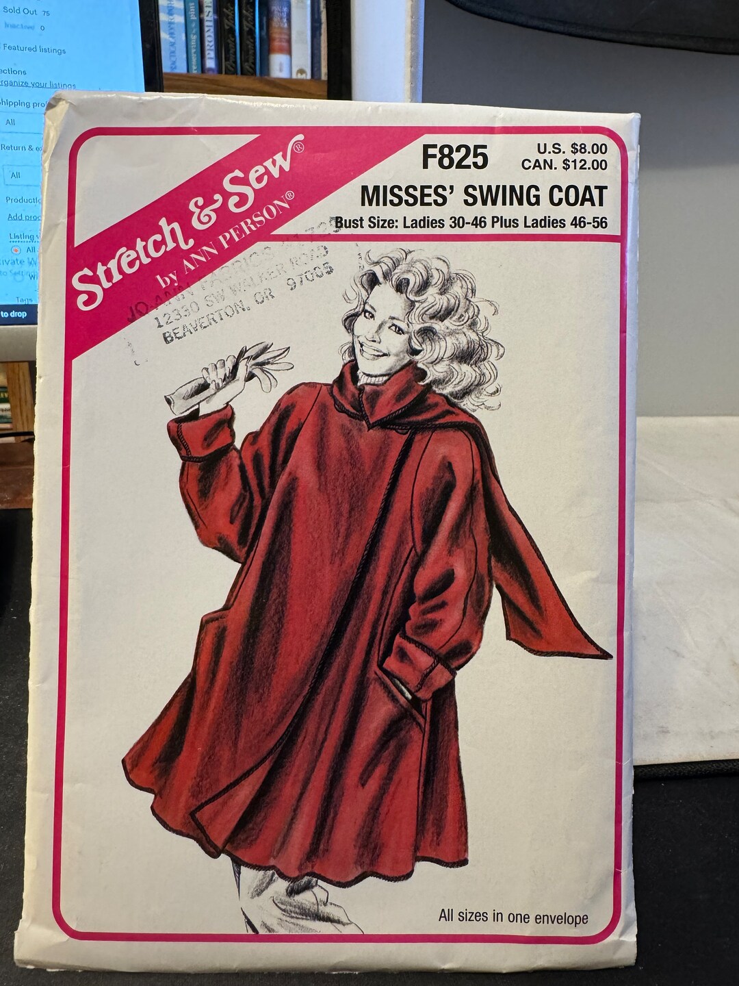 Stretch & Sew Pattern F825 Misses' Swing Coat Bust Size: Ladies 30-46 ...