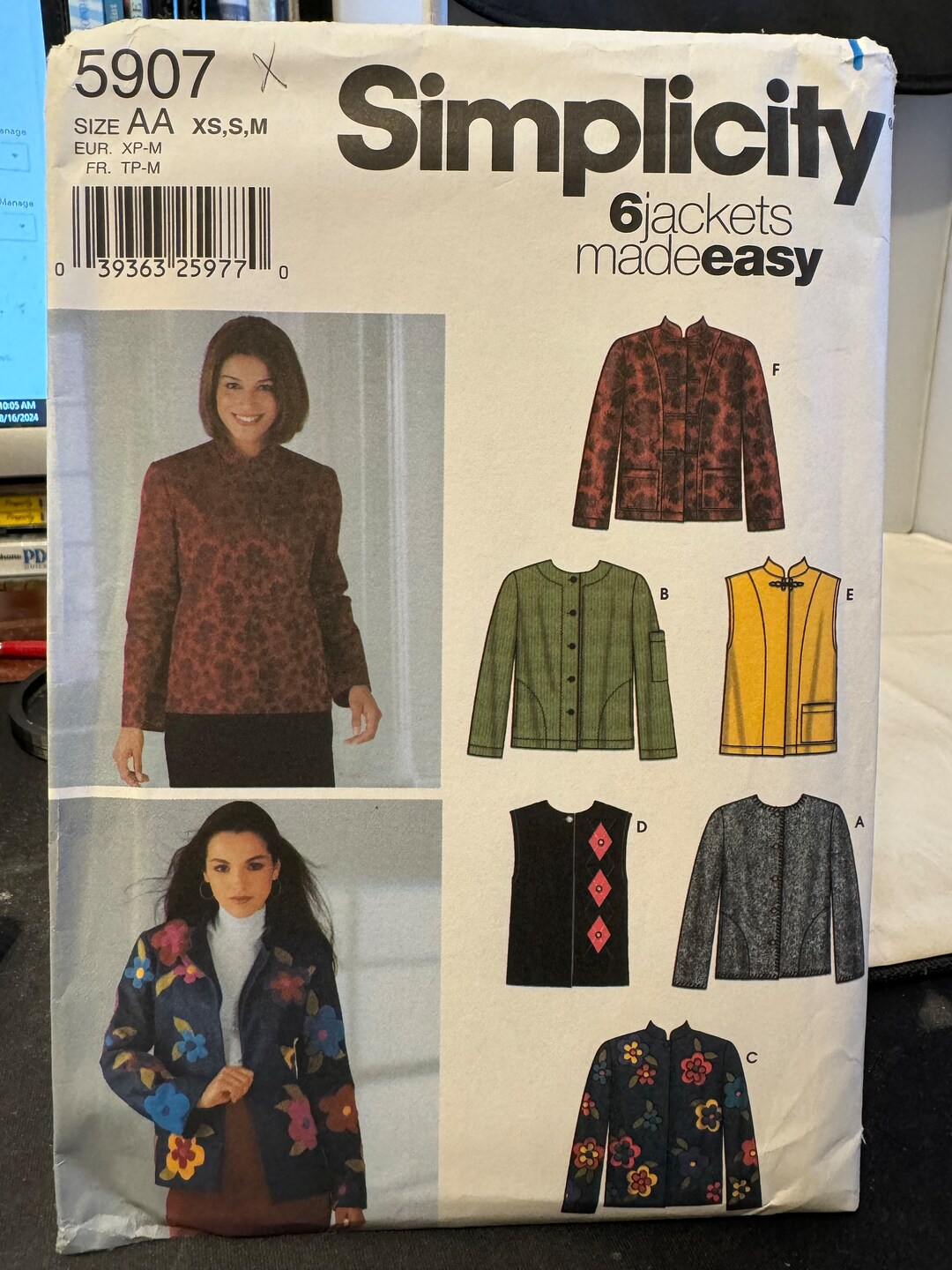 Simplicity Pattern 5907 - Misses' Jacket or Vest - 6 Jackets Made Easy ...