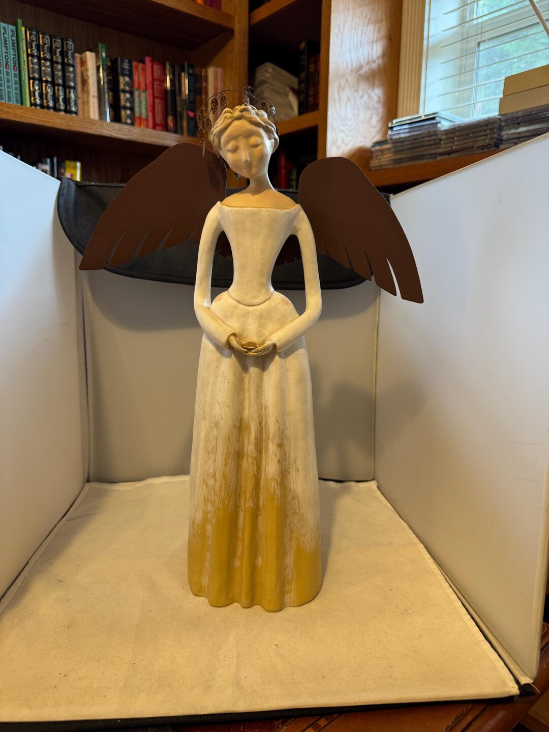 Hallmark Angel Figurine Kim Mallory Resin Metal 17” Tall Shabby ...