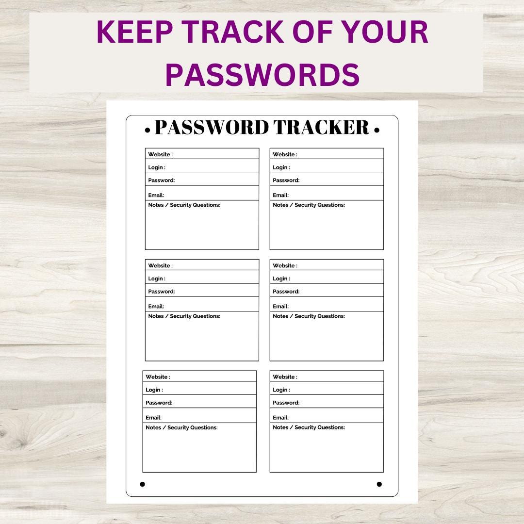 Printable Password Log Organizer Password Sheet Journal Book User Login ...