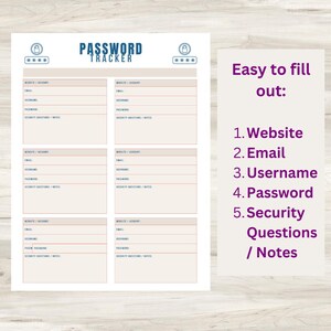 Printable Password Log Organizer Password Sheet Journal Book User Login and Password Template ...