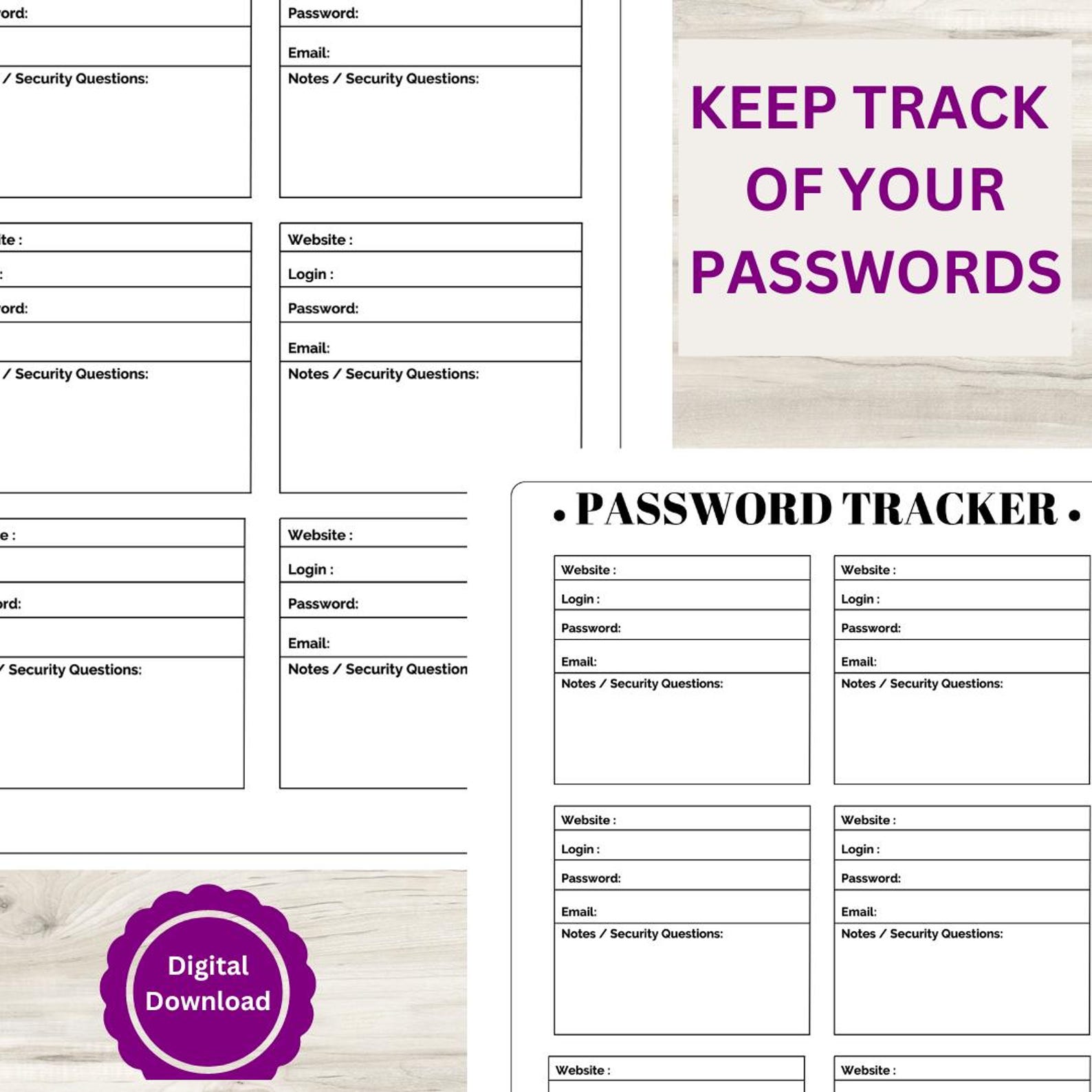 Printable Password Log Organizer Password Sheet Journal Book User Login ...