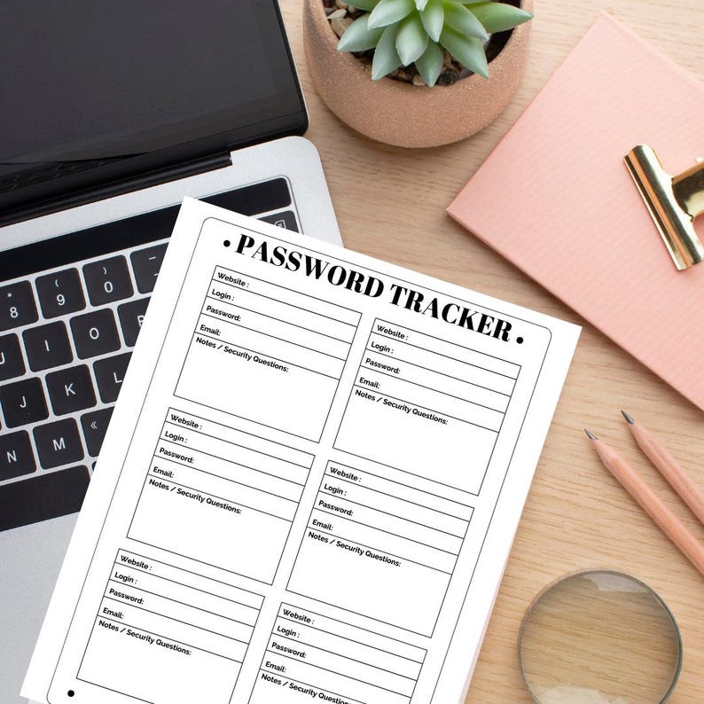 Printable Password Log Organizer Password Sheet Journal Book User Login and Password Template ...