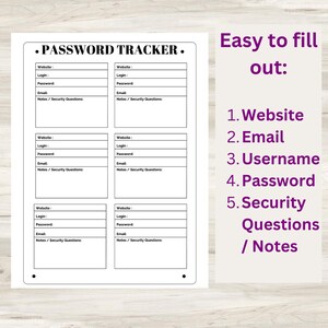 Printable Password Log Organizer Password Sheet Journal Book User Login ...