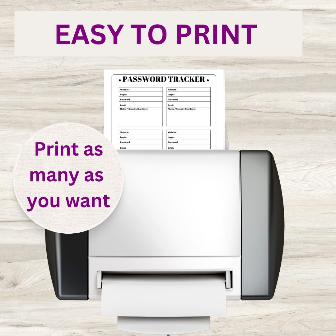 Printable Password Log Organizer Password Sheet Journal Book User Login ...