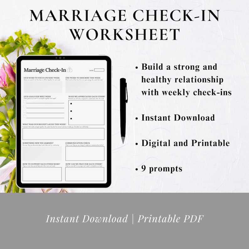 Weekly Marriage Check-in Worksheet: Couples Communication, Goal Setting ...