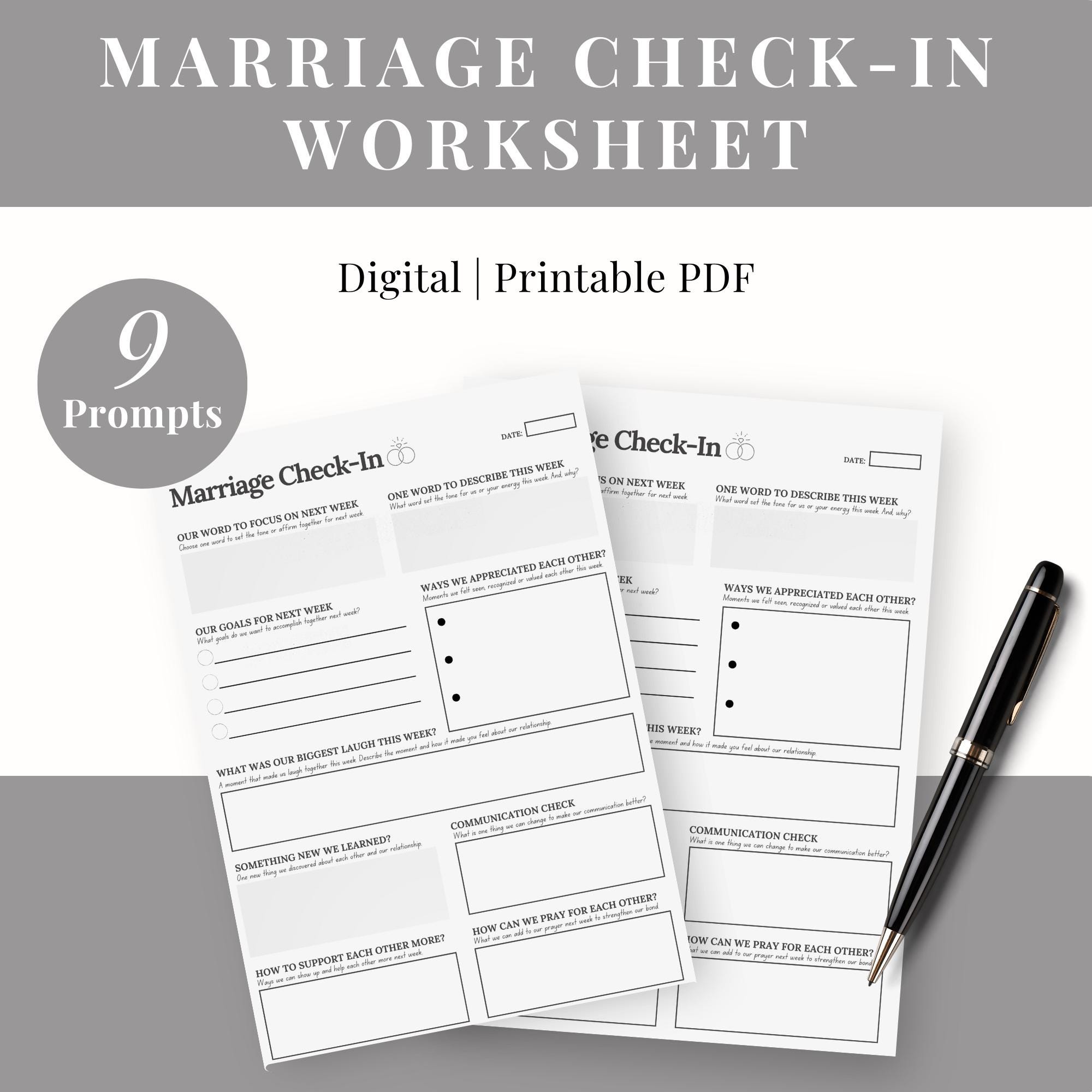 Weekly Marriage Check-in Worksheet: Couples Communication, Goal Setting ...