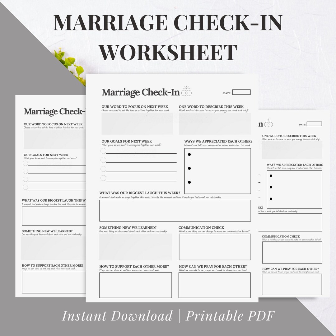 Weekly Marriage Check-in Worksheet: Couples Communication, Goal Setting ...