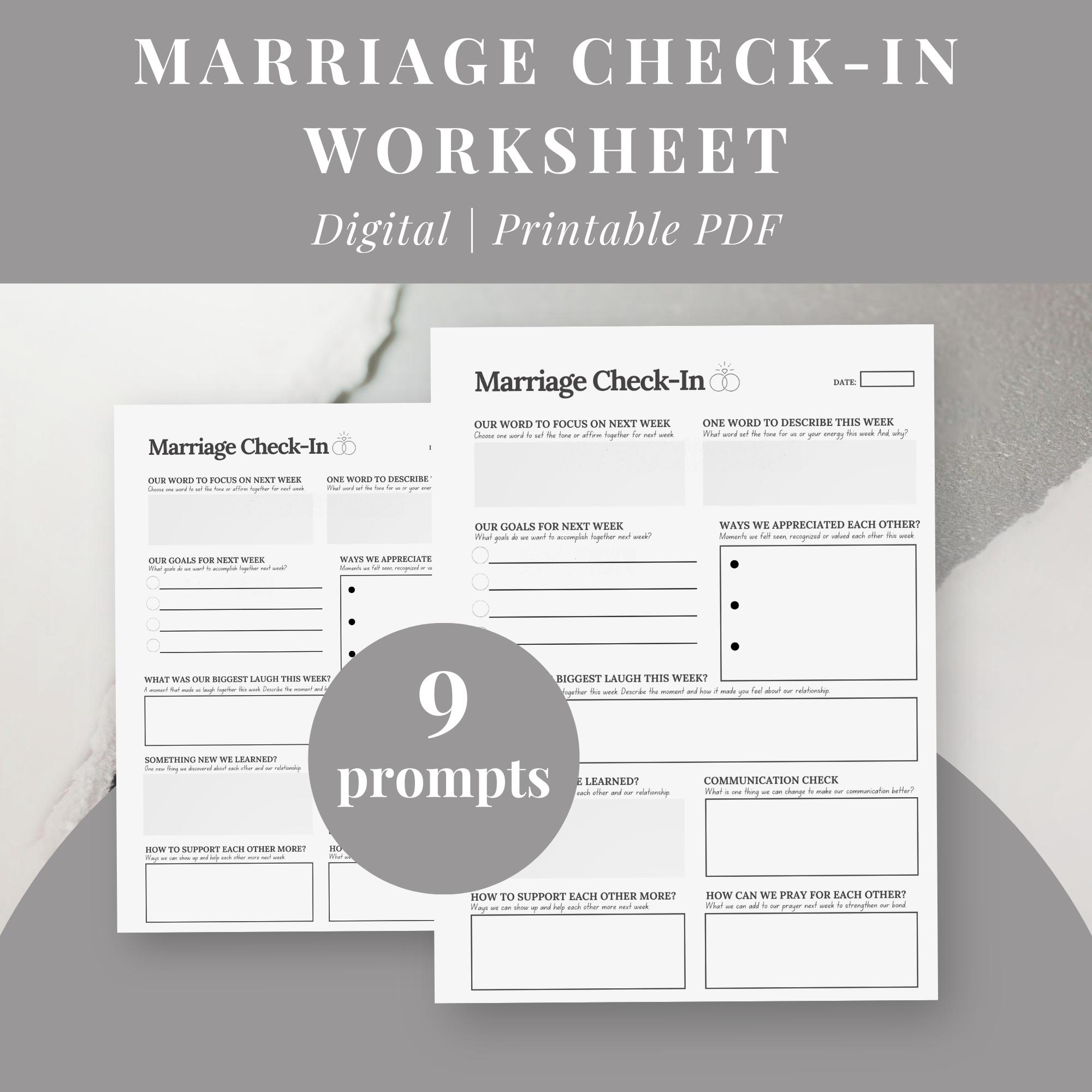 Weekly Marriage Check-in Worksheet: Couples Communication, Goal Setting ...