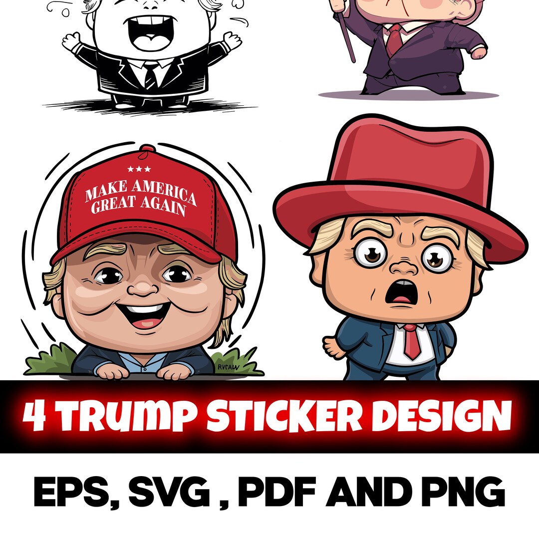 4 Cute Trump 2024 SVG EPS Bundle, Trump Cute and Funny Designs, Vote ...