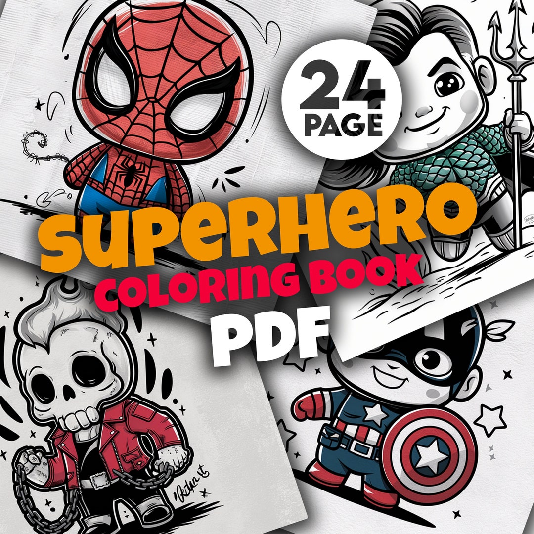 24 Superhero Kawaii Characters Coloring Book for Kids and Adults ...