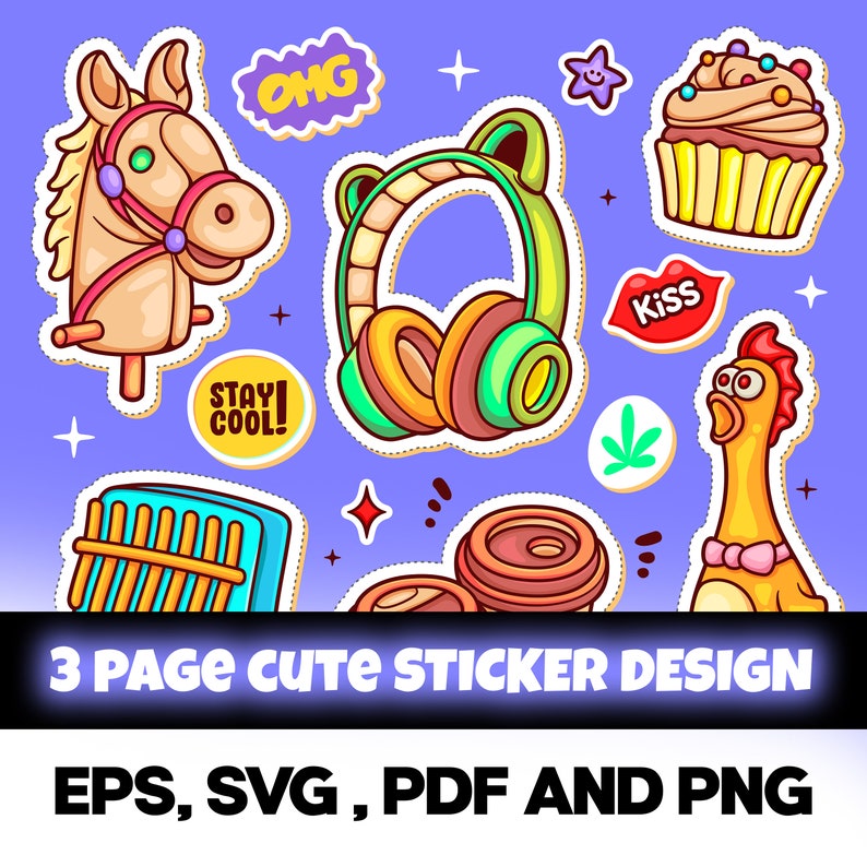 3 Cute Printable Stickers Page Png, Inspirational Sticker Png, Print ...