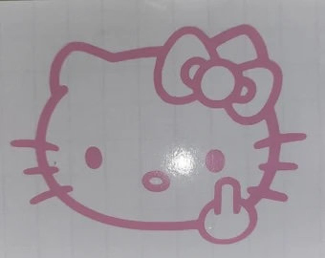 Pink Hellokitty Vinyl Decal Sticker Showing the Finger - Etsy