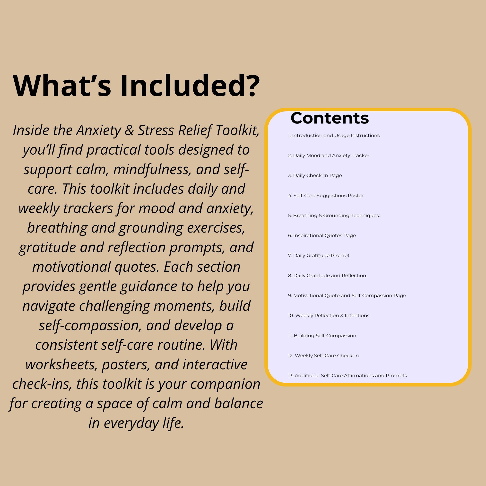 Anxiety and Stress Relief Toolkit – Printable Journal With Daily ...