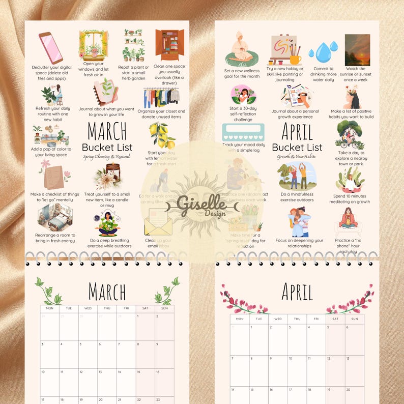 Self Care Calendar | Physical Version | Printed and Shipped - Etsy