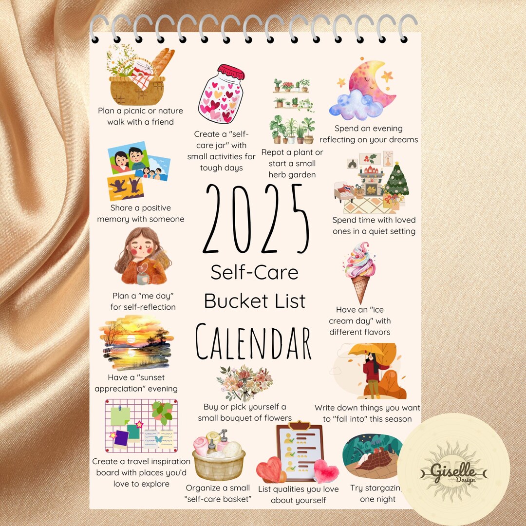 Self Care Calendar | Physical Version | Printed and Shipped - Etsy