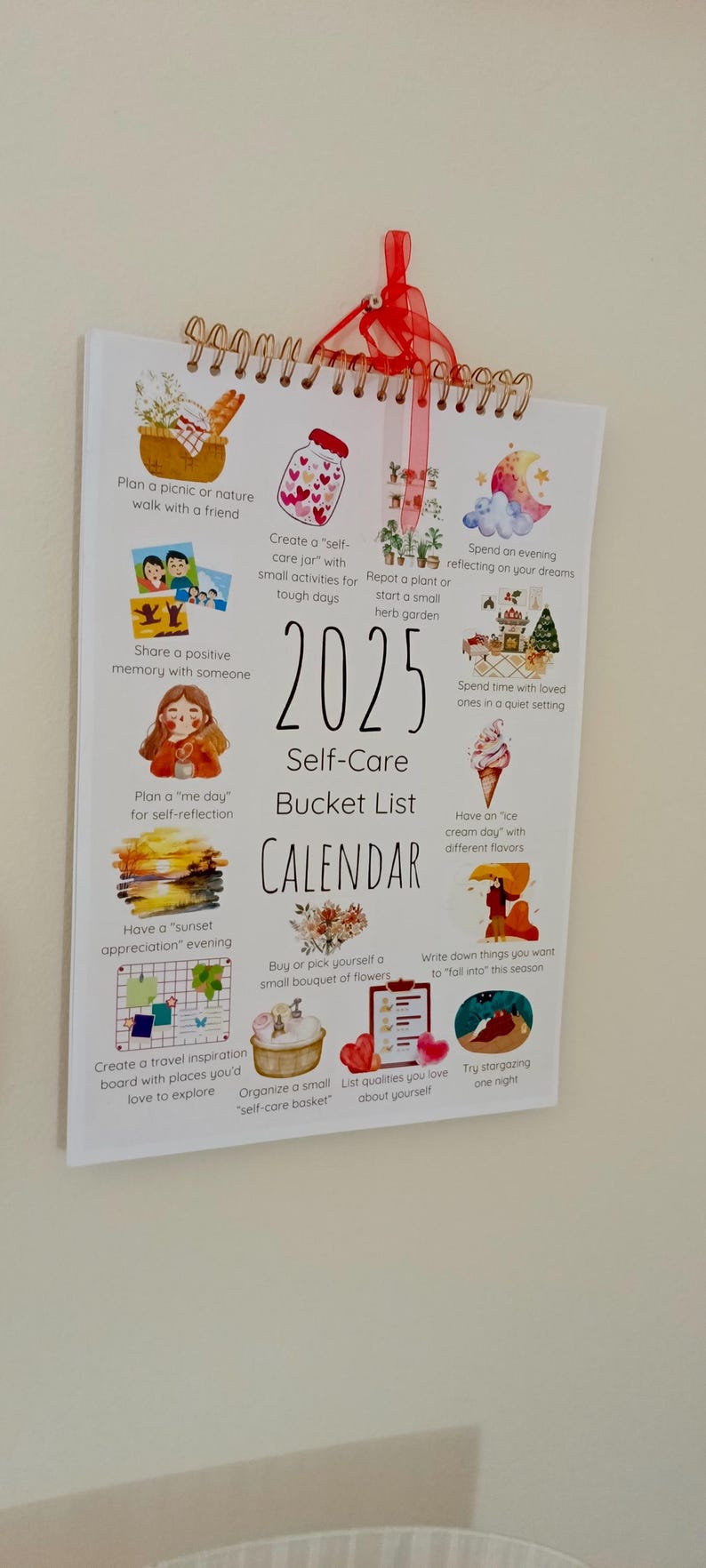 Self Care Calendar | Physical Version | Printed and Shipped - Etsy