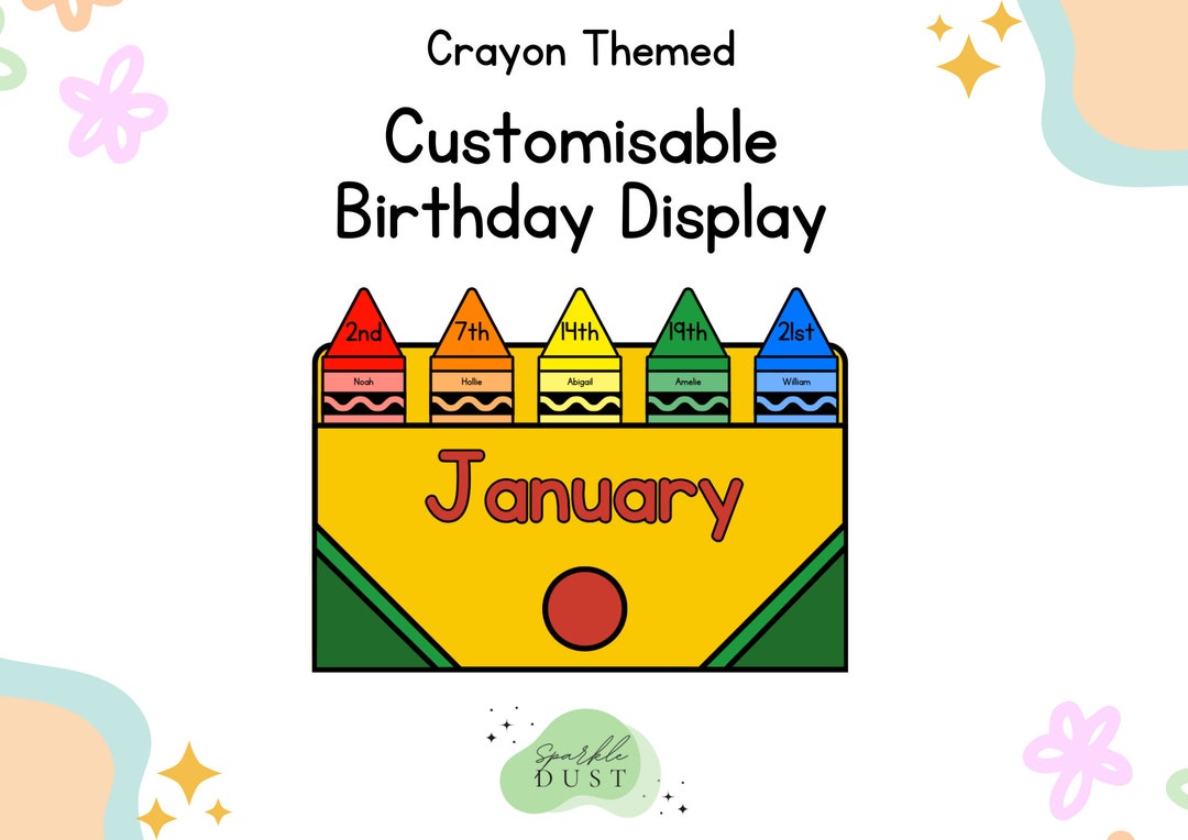 Customisable Crayon Birthday Display - KG Primary - Etsy