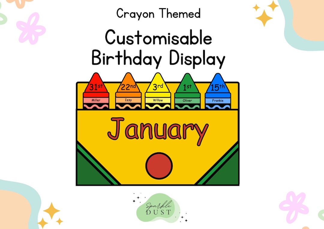 Customisable Crayon Birthday Display - Comic Sans - Etsy