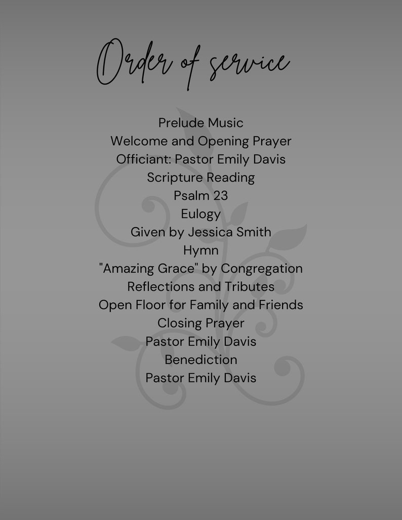 Funeral Program Template, Printable Editable Funeral Memorial Program ...