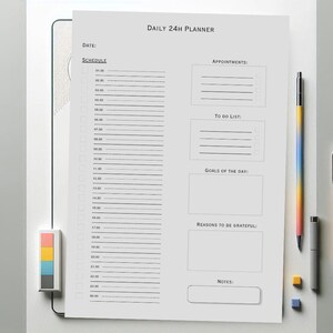 Simple Daily Planner Printable Night Shift Work Schedule 24 Hour ...