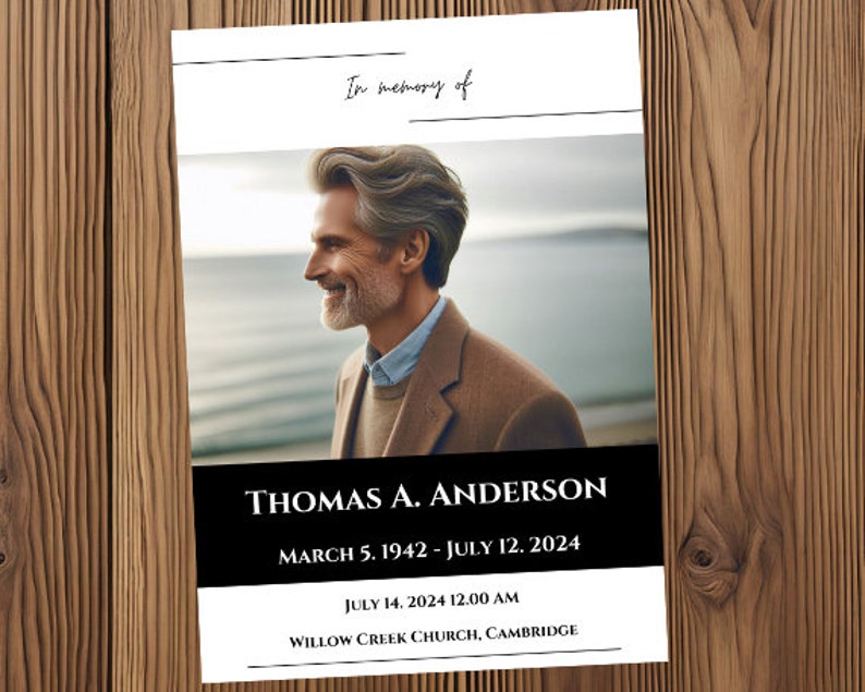 Editable Funeral Program Template, Printable Funeral Card Memorial ...