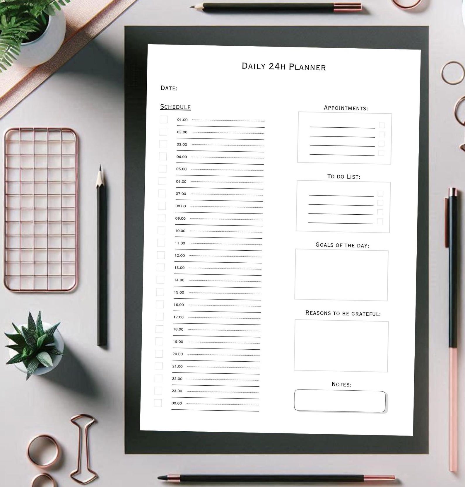 Simple Daily Planner Printable Night Shift Work Schedule 24 Hour ...