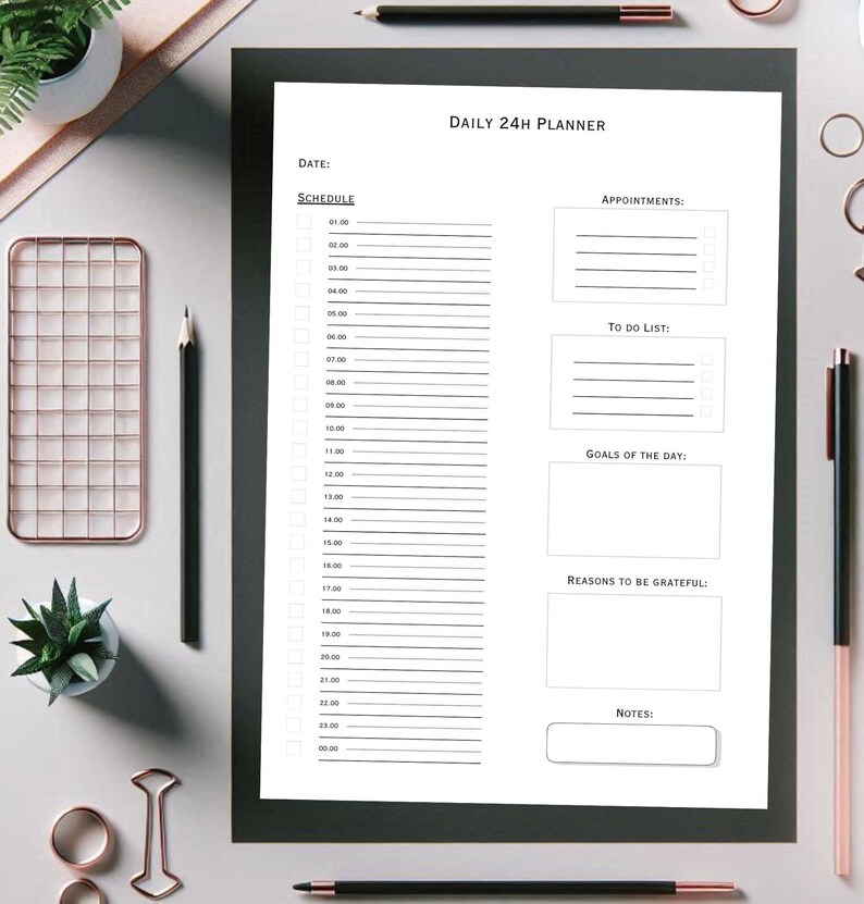 Simple Daily Planner Printable Night Shift Work Schedule 24 Hour ...
