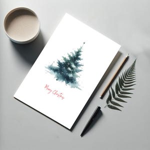Printable Christmas Card Watercolor Holiday Card Download Xmas Merry ...